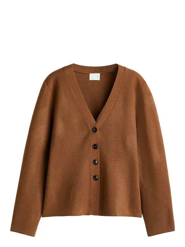 H&m Knitted V-neck Cardigan - Brown