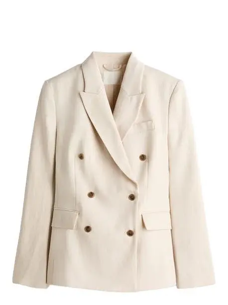 H&m Double-breasted Peak Lapel Blazer - Light Beige