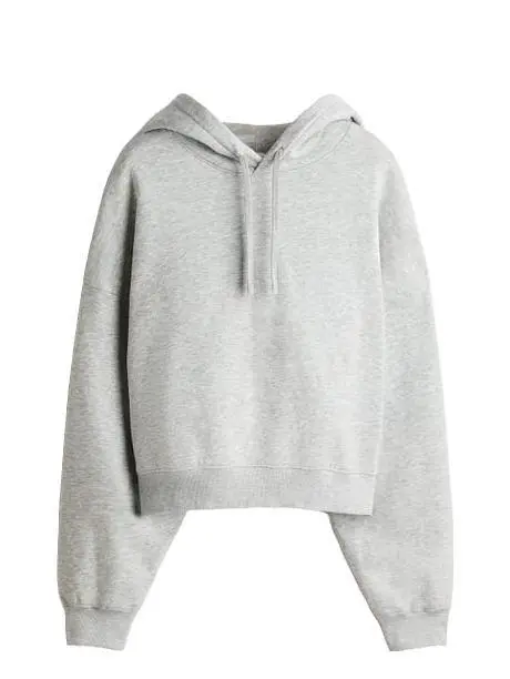 H&m Cotton Blend Hoodie With Drawstring Hood - Light Gray Melange