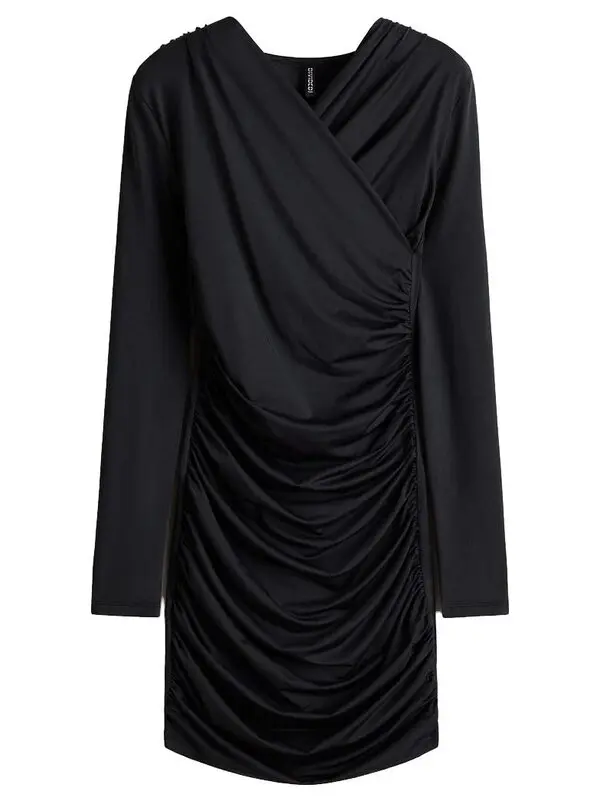 H&m Draped Jersey Mini Dress - Black