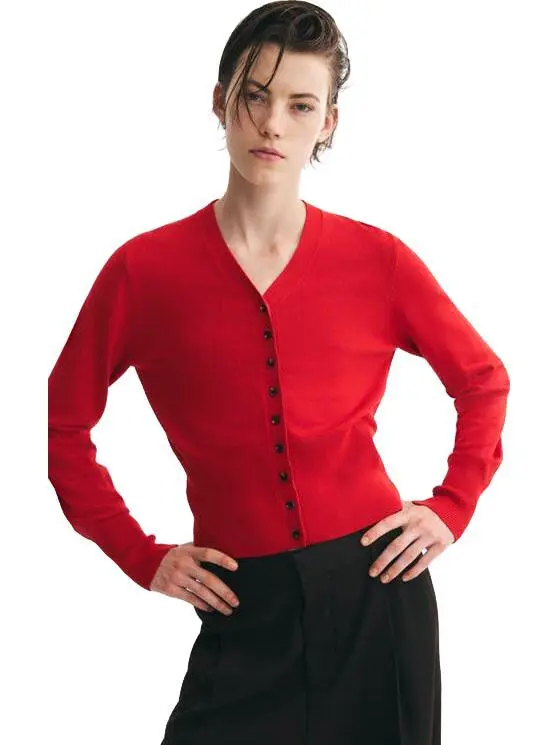 H&M Fine-knit V-neck Cardigan - Red