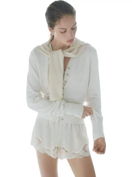 H&m Fine-knit V-neck Cardigan - White