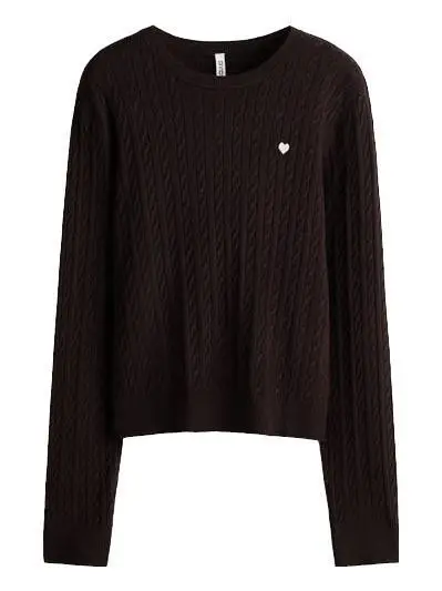H&m Cable-knit Jumper - Dark Brown