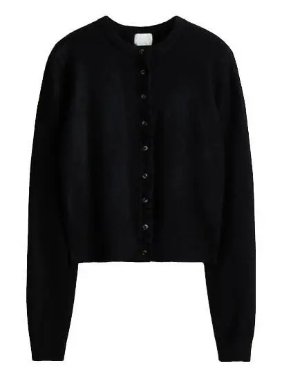 H&m Frill-trimmed Cardigan - Black