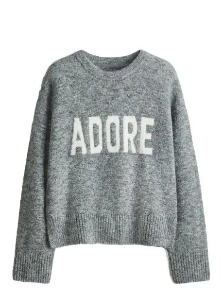 H&m Jacquard-motif Wool Blend Jumper - Gray Melange/adore