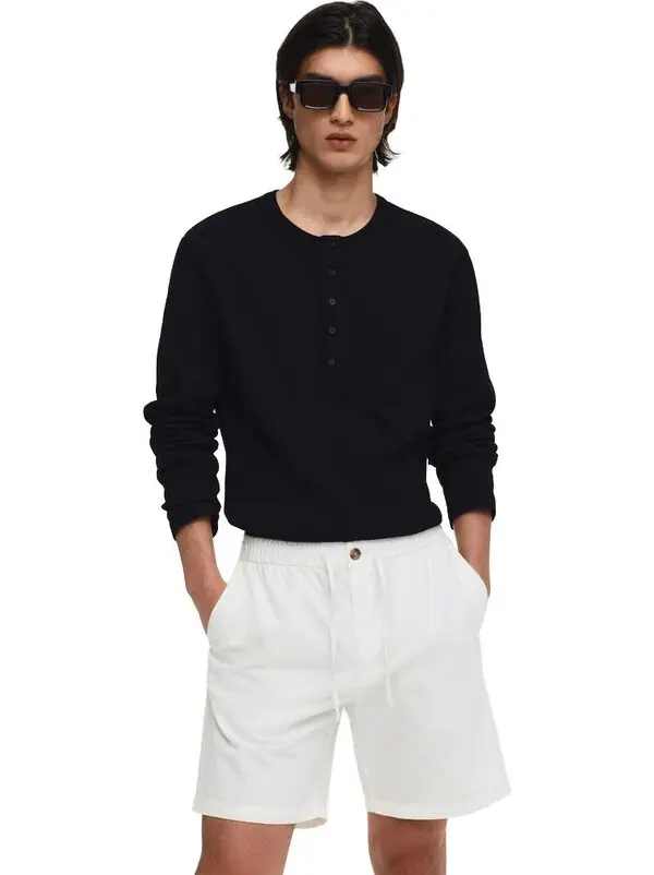 H&m Regular Fit Linen-blend Shorts - White