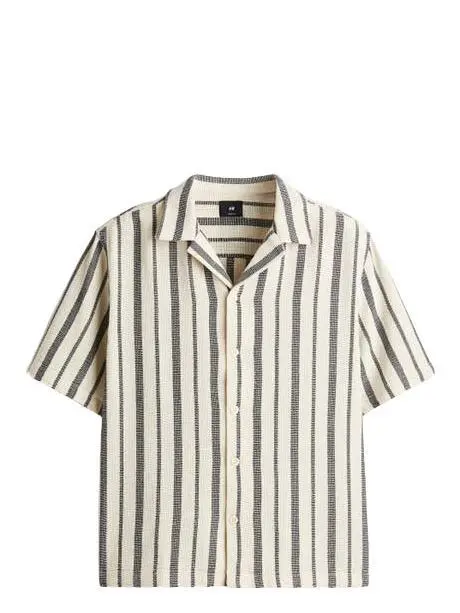 H&m Regular Fit Shirt - Black/striped