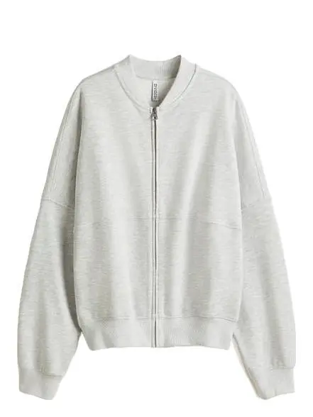 H&m Oversized Bomber Jacket - Light Gray Melange