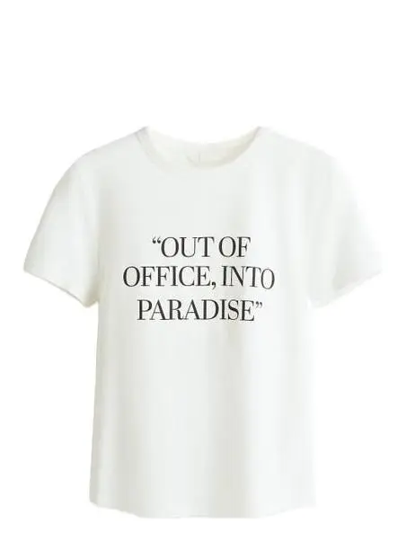 H&m Printed Viscose-blend T-shirt - White/out Of Office