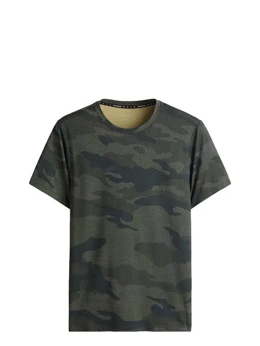 H&m Performance Mesh T-shirt - Dark Green/patterned