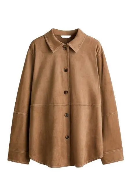 H&m Loose-fit Shirt In Heavy Jersey - Brown