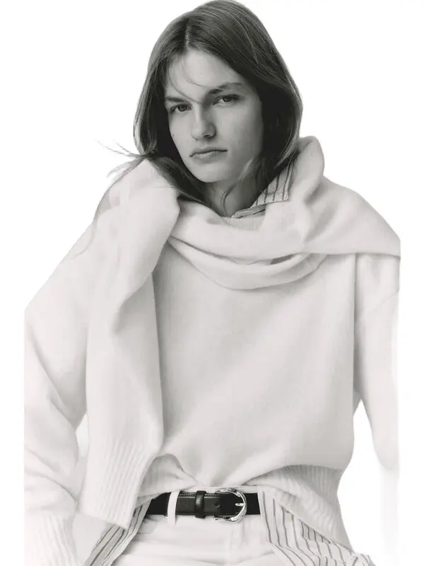 H&m Oversized Wool Blend Sweater - Cream