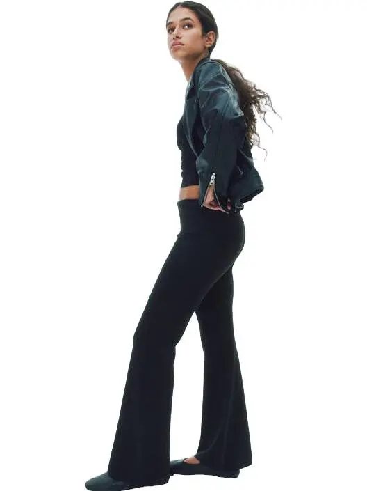 H&m Knitted Wide Leg Yoga Pants - Black