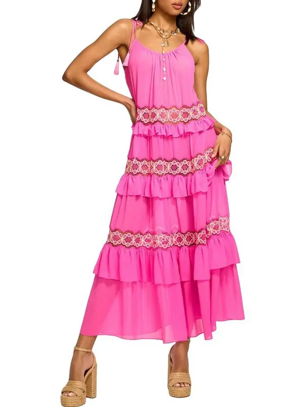 Ramy Brook Lisbeth Ruffle Maxi Dress - Radiant Pink