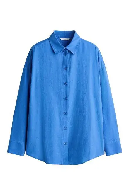 H&m Oversized Linen-blend Shirt - Blue