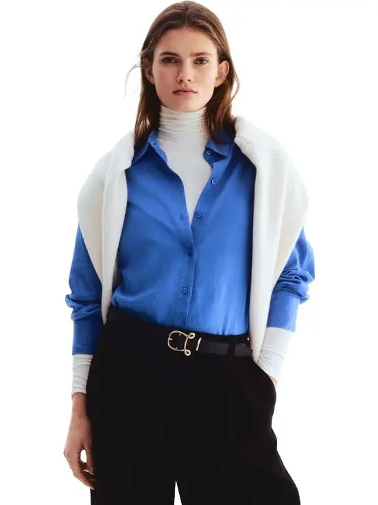 H&m Oversized Linen-blend Shirt - Blue