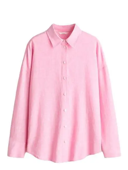 H&m Oversized Linen-blend Shirt - Light Pink