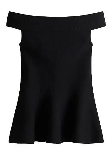 H&m Off-the-shoulder Peplum Top - Black