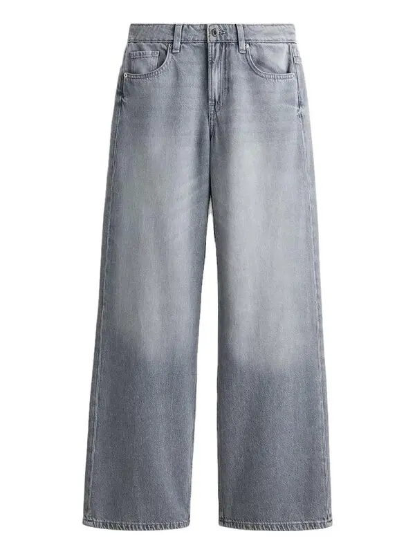 H&m Feather Soft Wide Leg Jeans - Light Denim Gray