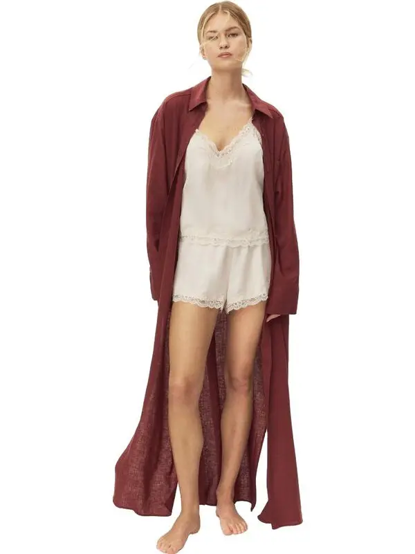 H&m Maxi Shirt Dress - Rust Red