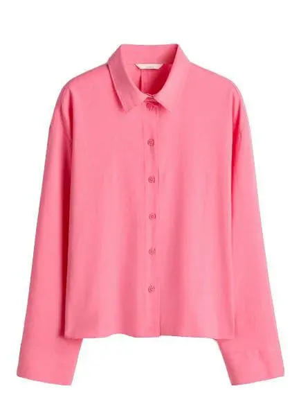 H&m Linen-blend Shirt - Pink