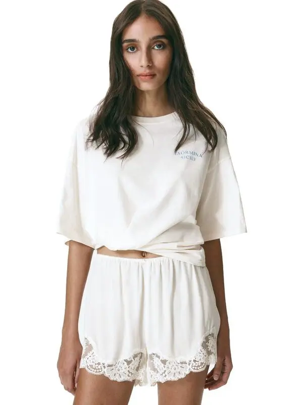H&m Oversized Printed Motif T-shirt - Cream/taormina Sicily