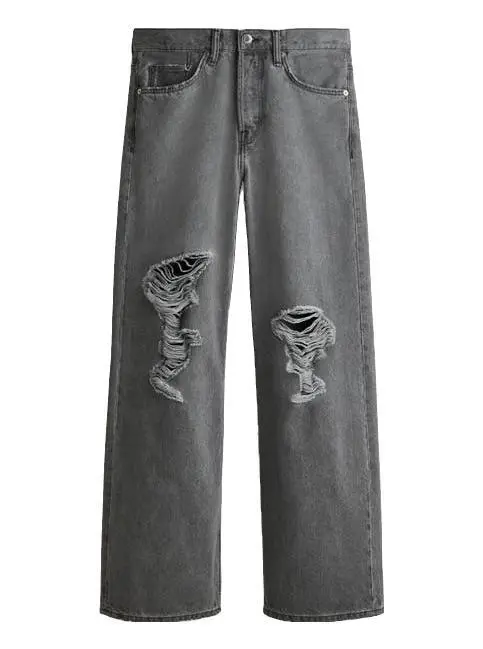H&m Loose Fit Jeans With Dropped Crotch - Vintage Gray