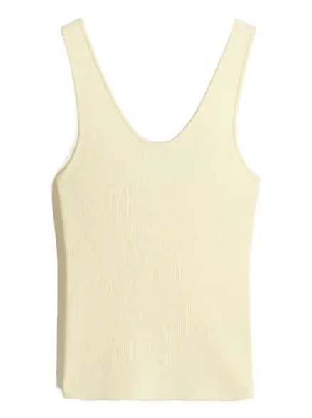 H&m Ribbed Knit Scoop Neck Vest Top - Light Yellow