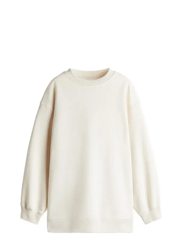 H&m Cotton Blend Oversized Sweatshirt - Light Beige