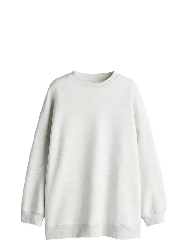 H&m Cotton Blend Oversized Sweatshirt - Light Gray Melange