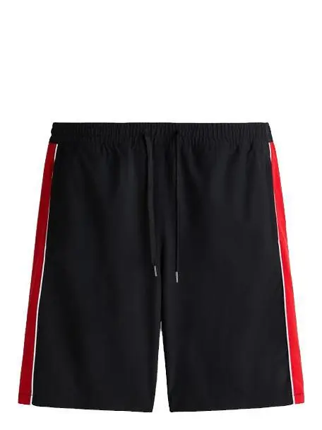 H&m Loose Fit Printed Knee Length Shorts - Black/honda