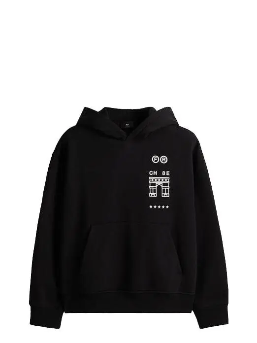 H&m Loose Fit Cotton Blend Hoodie - Black/paris