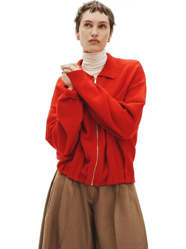 H&m Oversized Zip-through Cardigan - Red
