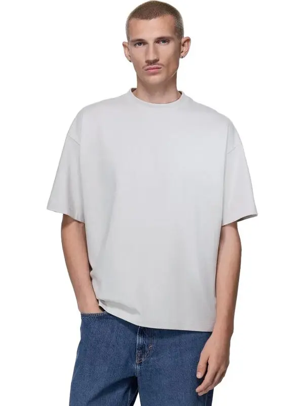 H&m Oversized Fit Cotton T-shirt - Light Gray