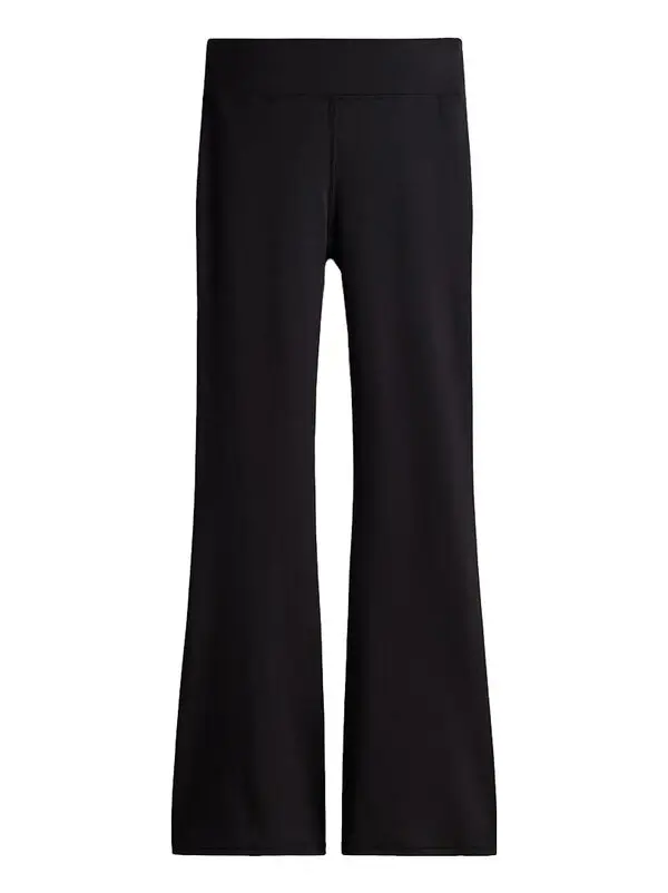 H&m Flared Brushed Jersey Trousers - Black