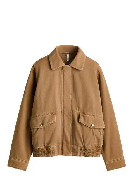 H&m Padded Jacket With Zip Closure - Dark Beige