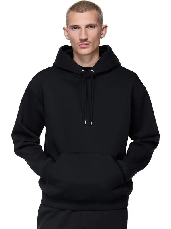 H&M Relaxed Fit Cotton Blend Hoodie With Drawstring Hood - Black