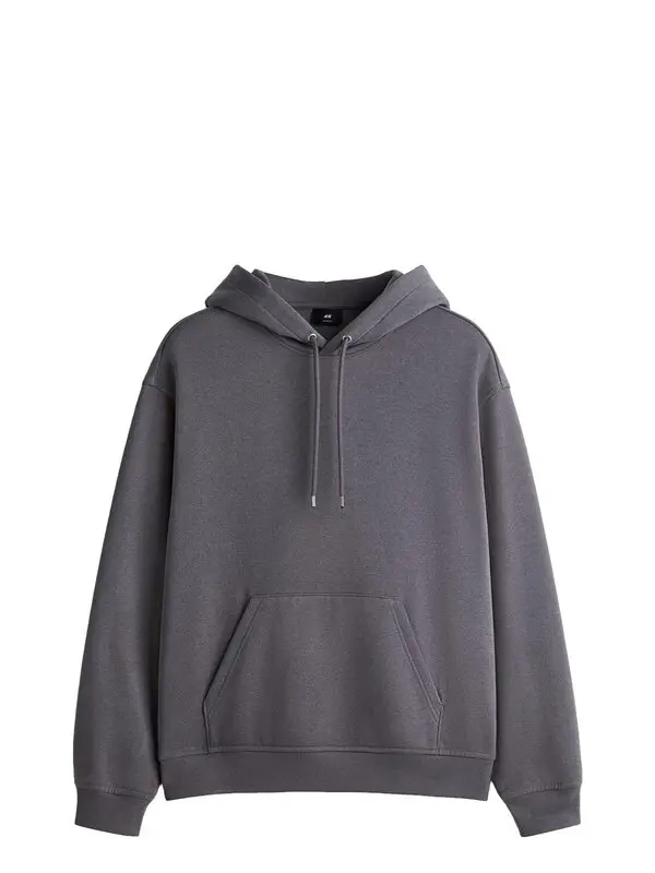 H&m Relaxed Fit Cotton Blend Hoodie - Dark Gray