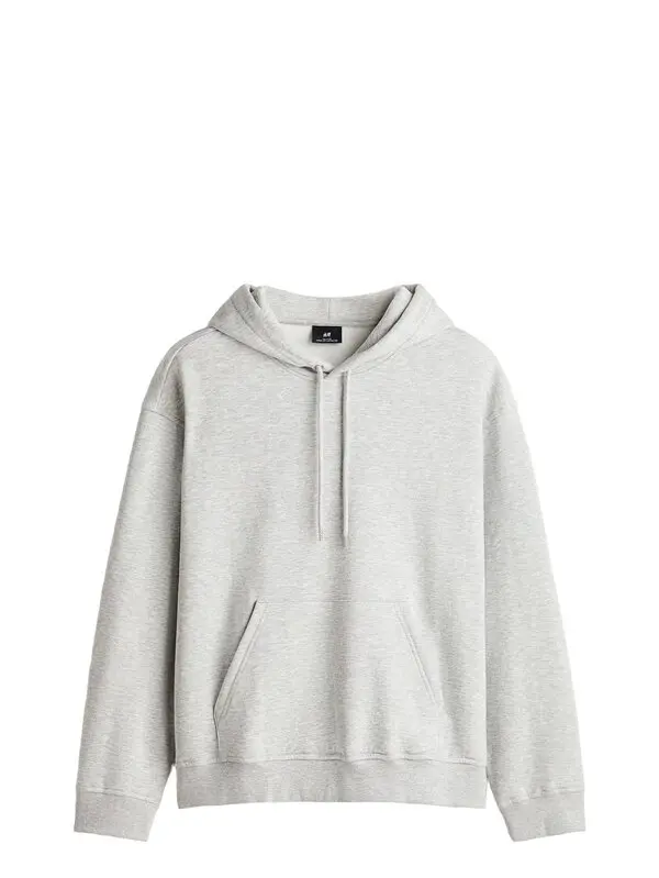 H&m Relaxed Fit Cotton Blend Hoodie - Light Gray Melange