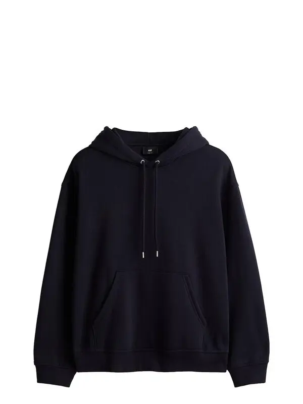 H&m Relaxed Fit Cotton Blend Hoodie - Navy Blue