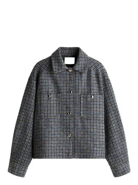H&m Oversized Checkered Jacket - Gray/checked