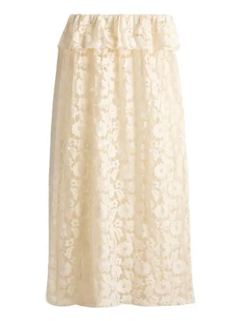 H&m Lace Midi Skirt - Light Beige