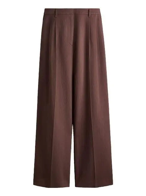 H&m Linen-blend Tailored Wide-leg Trousers - Dark Dusty Pink