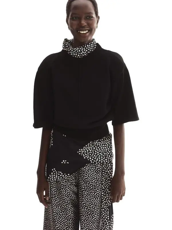 H&m Knitted Top With Dropped Shoulders - Black