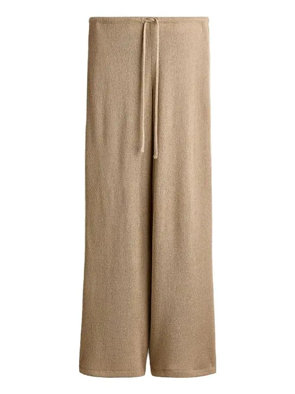 H&m Knitted Wide Leg Trousers - Beige