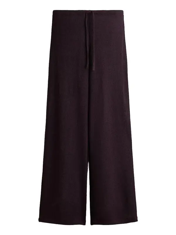 H&m Knitted Wide-leg Trousers - Dark Purple