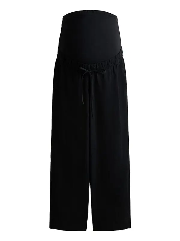 H&m Mama Linen-blend Drawstring Trousers - Black