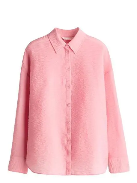 H&m Oversized Shirt In Viscose Blend - Pink