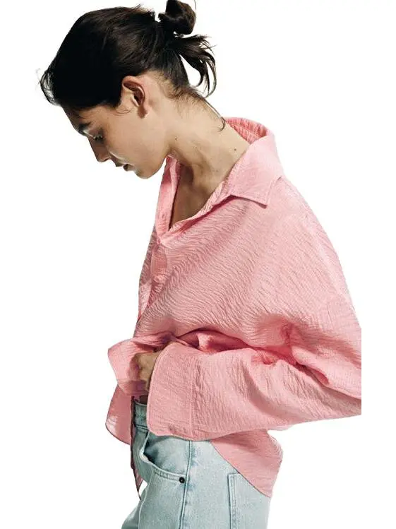 H&m Oversized Viscose-blend Shirt - Pink