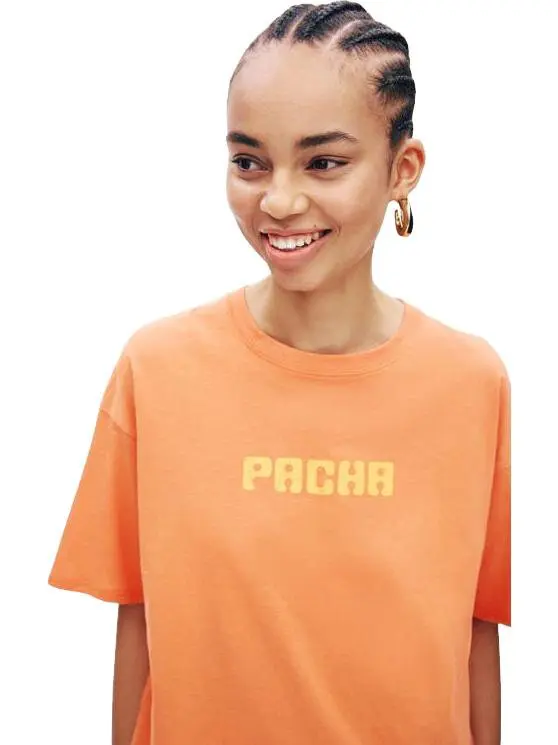 H&m Oversized Graphic T-shirt - Orange/pacha